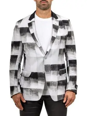 MACEOO Unconstructed Marthyr022 Patchwork Blazer Grey