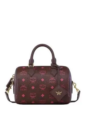 Mcm Ella Boston Bag In Maxi Visetos - Cinnamon