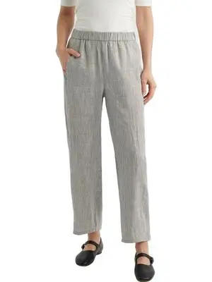 Eileen Fisher Stripe Linen Blend Ankle Pants - Wren