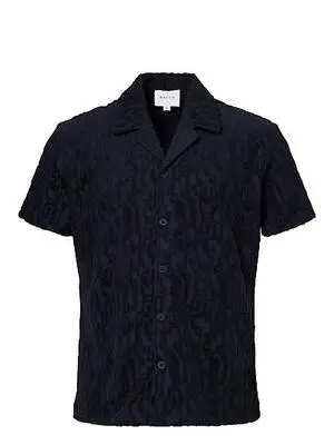 RAITH Fausto Flocked Cotton-blend Top - Navy