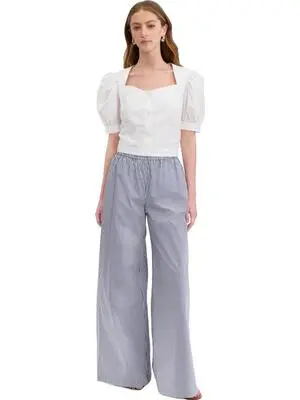 Rebecca Taylor Brielle Poplin Fitted Corset Shirt - Ivory