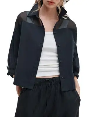 Rag & Bone Elly Crop Button-up Shirt - Black
