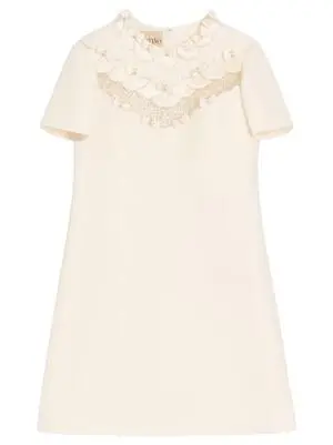 Valentino Garavani Embroidered Crepe Couture Short Dress - Ivory