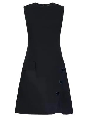 Oscar De La Renta Button Detailed Sleeveless Dress - Blue