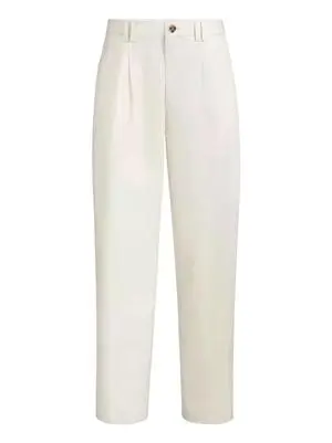 Brunello Cucinelli Pleated Cotton And Linen Canvas Trousers Neutrals