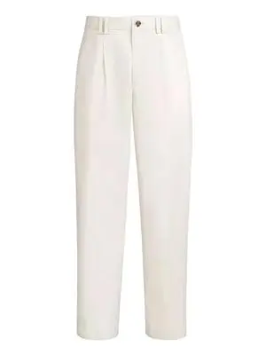 Brunello Cucinelli Pleated Cotton And Linen Canvas Trousers Neutrals