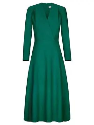 Oscar De La Renta Wool-blend Long-sleeve Dress - Green