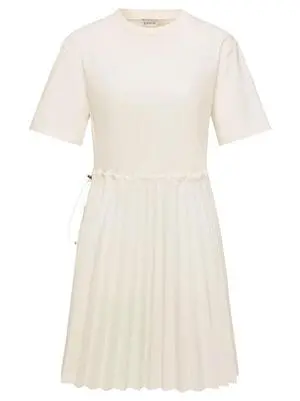 Moncler Pleated Cotton Midi Dress - White