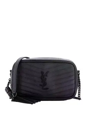 Saint Laurent Lou Camera Bag Matelasse Chevron Leather Mini Crossbody Bag - Black