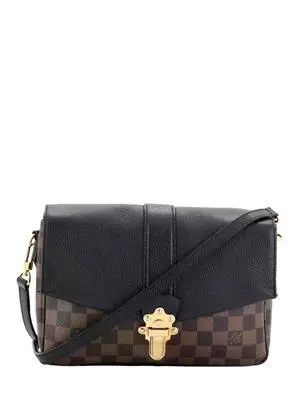 LOUIS VUITTON Louis Vuitton Clapton Handbag Damier And Leather PM Crossbody Bag Brown