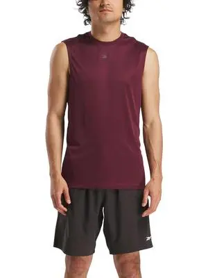 REEBOK Reebok Sleeveless Tech Training T-Shirt Black Cherry