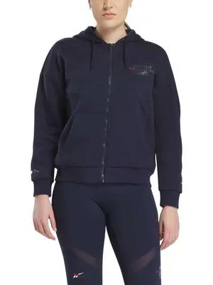 REEBOK X F45 Training Coach Full-zip Hoodie - Vector Navy