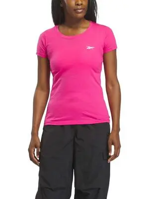 REEBOK Classic Cotton Crewneck T-shirt With Logo Detail - Raspberry