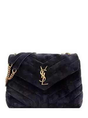 Saint Laurent Loulou Matelasse Chevron Small Shoulder Bag Blue