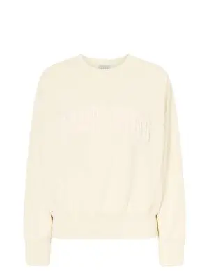 ANINE BING Appliquéd Cotton-Fleece Sweatshirt Cream