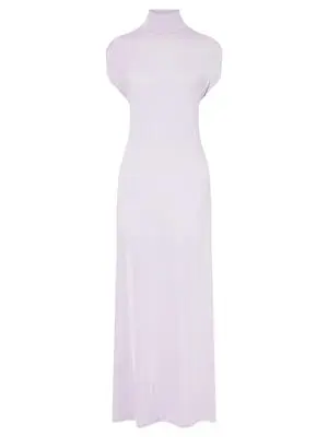 COLLEEN ALLEN Open-Back Jersey Turtleneck Gown Lilac