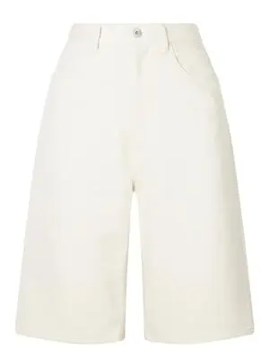 Auralee Silk-denim Knee Length Shorts - Neutrals