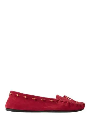 Khaite Milly Embellished Suede Loafers - Red