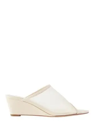 AeydĒ Suzanne Mesh And Leather Wedge Sandals - Neutrals