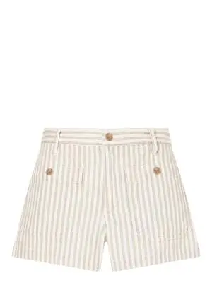 FRAME The Cruise Striped Denim Shorts - Neutrals