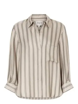 TWP Next Morning" Striped Crepe Shirt - Neutrals