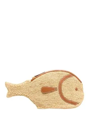 Staud Pesce Raffia Clutch - Neutrals