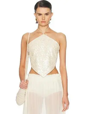 Chan Luu Beaded Halter Top - Shell