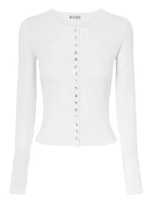 RÓHE Pointelle-knit Cotton-jersey Cardigan - White