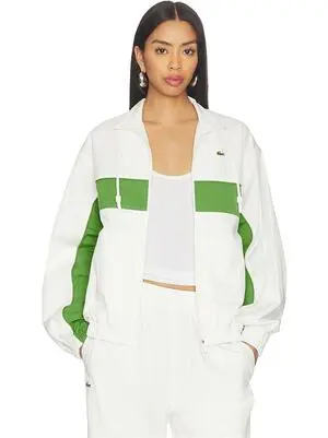 Lacoste Relaxed Fit Twill Jacket With Embroidered Logo - Flour & Billiard Green