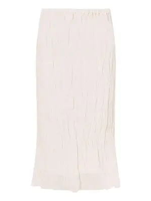 RÓHE Crinkled Metallic Cotton-Blend Midi Skirt Ecru