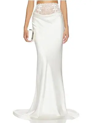 SAU LEE Lila Satin Maxi Skirt - Ivory