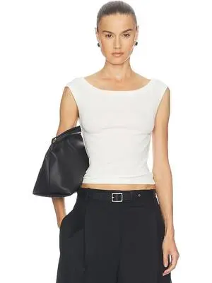 ST. AGNI Organic Cotton Off Shoulder Top - White