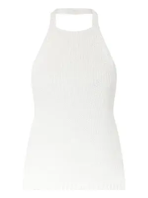 RÓHE Knitted Cotton Halterneck Top - White