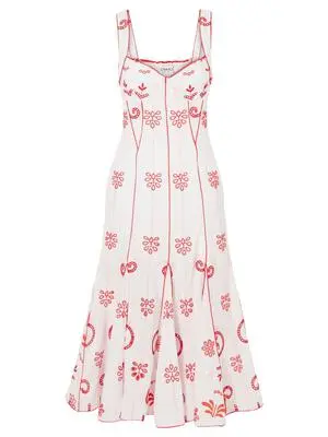 Charo Ruiz Ibiza Naia Broderie Anglaise Cotton-blend Midi Dress - Red