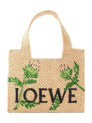 Loewe Paula's Ibiza Small Embroidered Raffia Tote - Neutrals