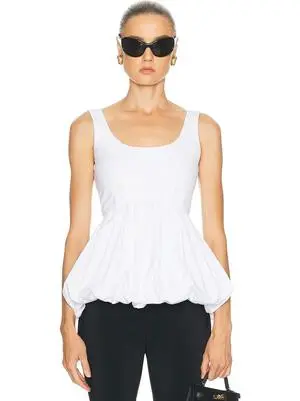 RÓHE Voluminous Peplum Top Optic White