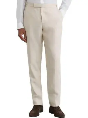 REISS Atlantic Tailored Fit Linen Pants - Stone