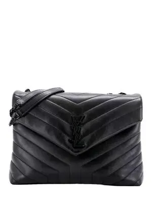 Saint Laurent Loulou Matelasse Chevron Leather Large Shoulder Bag - Black