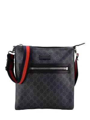 Gucci Gg Coated Canvas Web Strap Messenger Bag - Black
