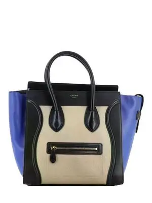 Celine Tricolor Leather Mini Luggage Tote Bag Black