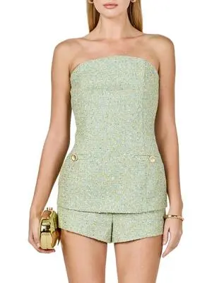 Endless Rose Metallic Tweed Strapless Top - Mint Multi