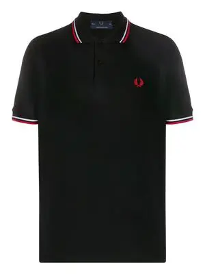 Fred Perry Stripe Trim Polo Shirt - Black