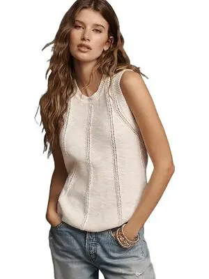 Sanctuary Easy Pointelle Cotton Sweater Tank - Chalk