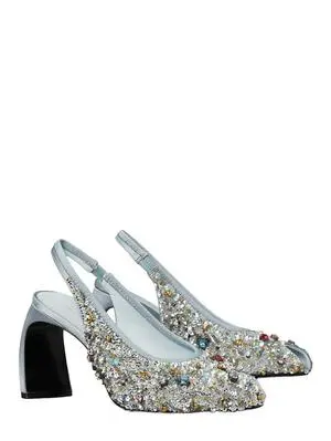 Tory Burch Peep-toe Slingback Pumps - Multi Stone