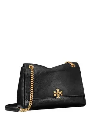 Tory Burch Charlie Quilted Leather Shoulder Bag - Black