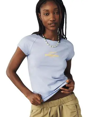 PILCRO Graphic Cotton Blend Tee - Light Purple