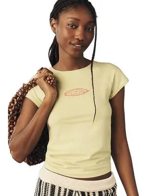 PILCRO Graphic Cotton Blend Tee - Light Yellow