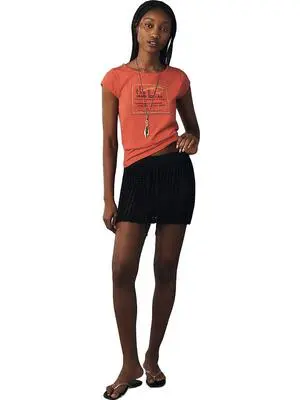 PILCRO Cotton Sand Dollar Tee - Tomato