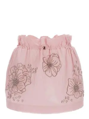 DES_PHEMMES Mini Skirt With Rhinestone Embellishments - Rosa
