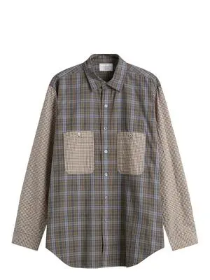 UNLIKELY DRY GOODS 2-tone Work Shirt - Olive/lt.brown